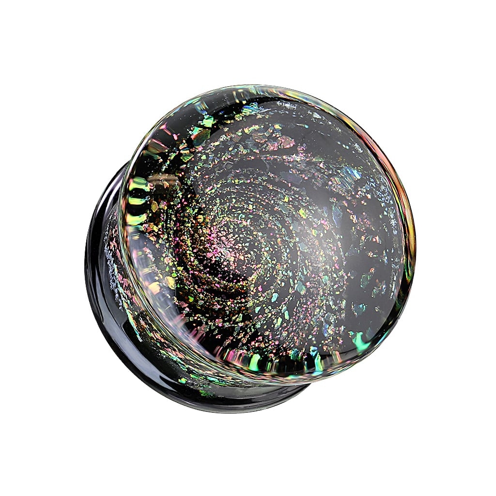 Szklany plug z ciemnym, brokatowym wirem - Arif.pl